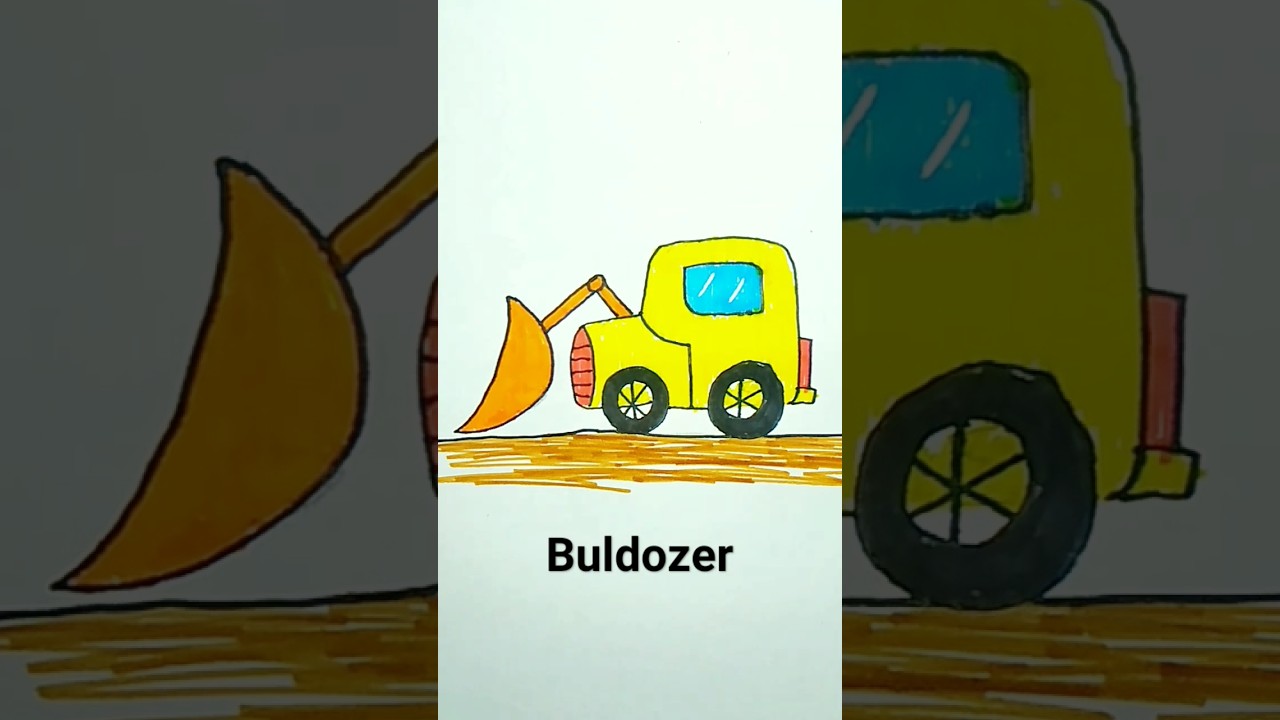 Belajar menggambar dan mewarnai Buldozer #menggambar #mewarnai # ...
