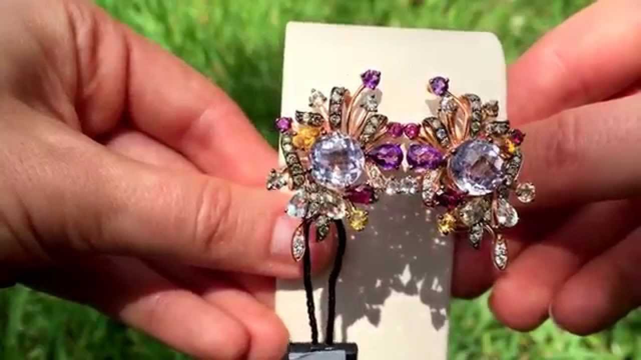 LeVian Amethyst, Diamonds, Garnet, Citrine and Quartz Earrings 14K Rose ...