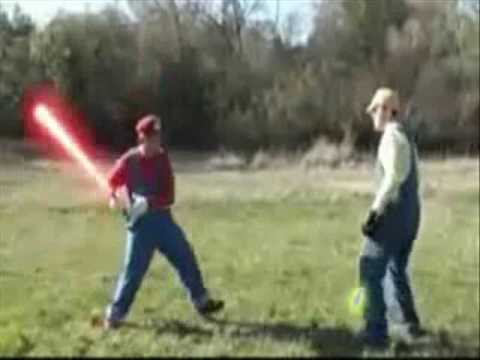 Stupid Mario Brothers LIGHT SABER FIGHTS - YouTube