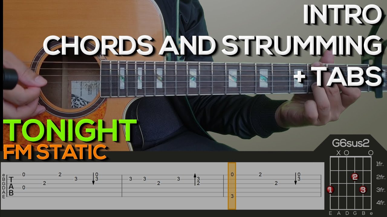 FM Static - Tonight Guitar Tutorial [INTRO, CHORDS AND STRUMMING + TABS ...