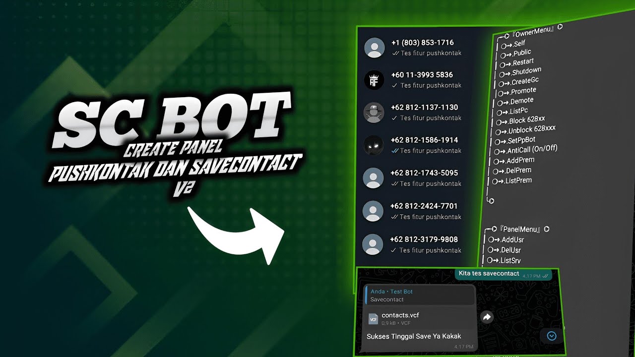 📮SC BOT WHATSAPP TERBARU || PUSHKONTAK OTOMATIS || SAVE CONTACT ...