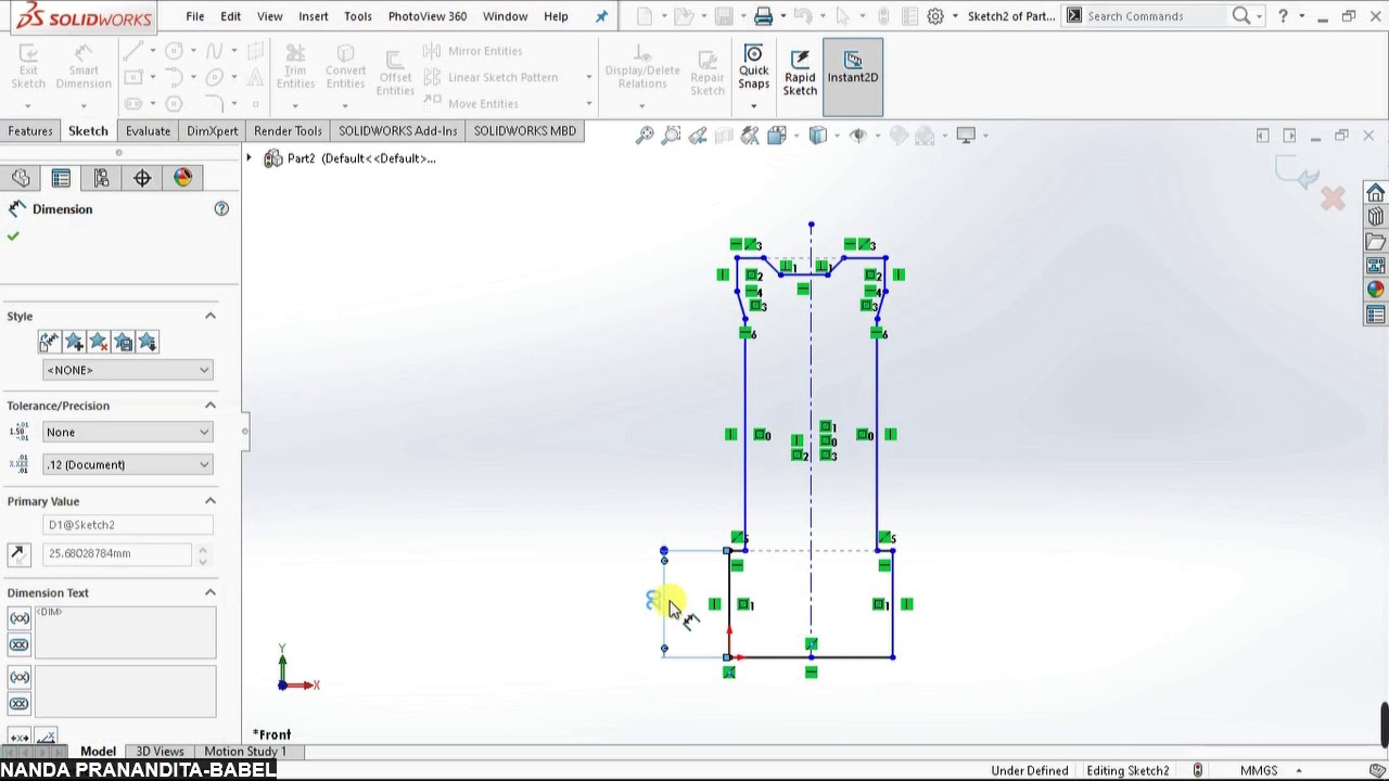 SOLIDWORKS TUTORIALS #5: RELATIONS (COLLINEAR&SYMMETRIC) - YouTube