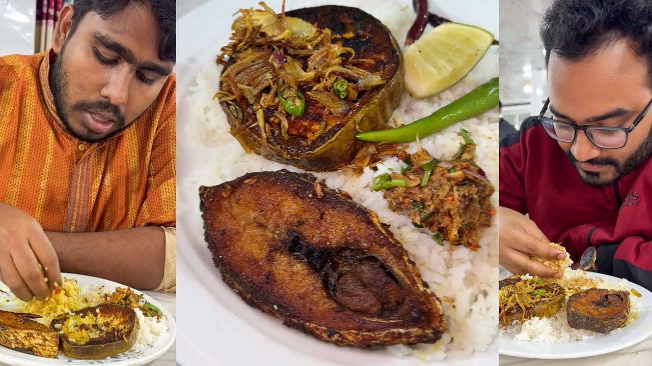 Eating Dinner(Rice & Hilsa Fish Fry, Elish Lej Vorta) With Friends at ...