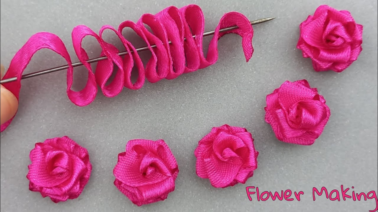 Cute mini Roses / small rose from Satin Ribbon / Baby ribbon flower ...