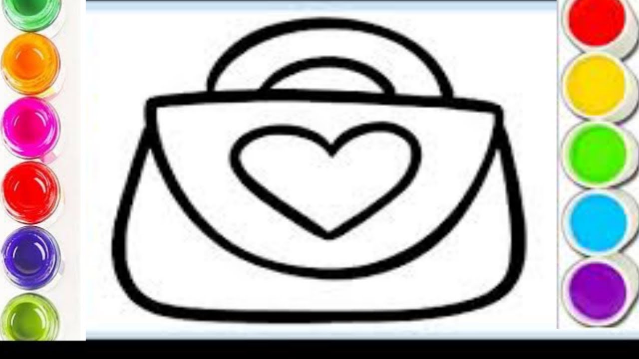 How to draw Girls Hand Bag* Purse drawing for kids* painting, colouring ...