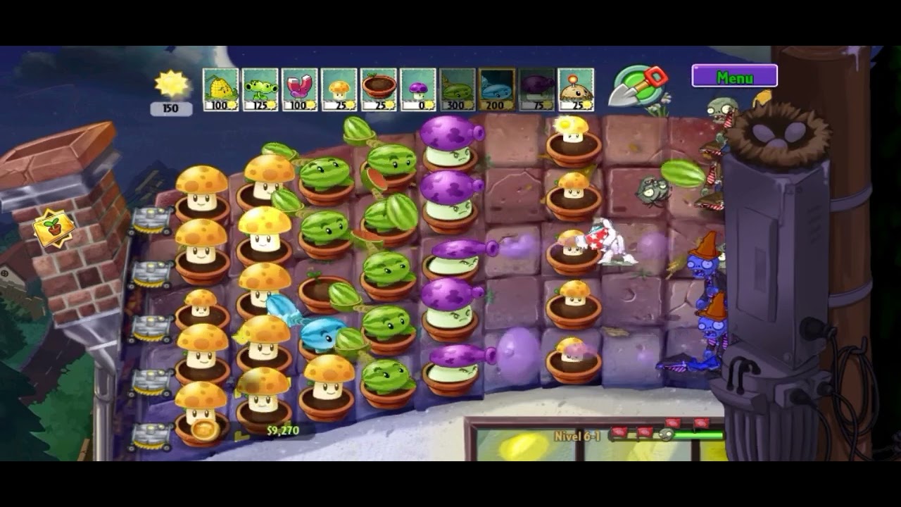 Pvz 2 Pak 6-? (Night Roof secret lv) - YouTube