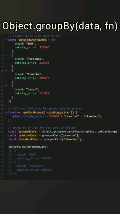 Javascript - Object.groupBy - ES15 - ECMAScript® 2024 #javascript #code #coding #new # ...