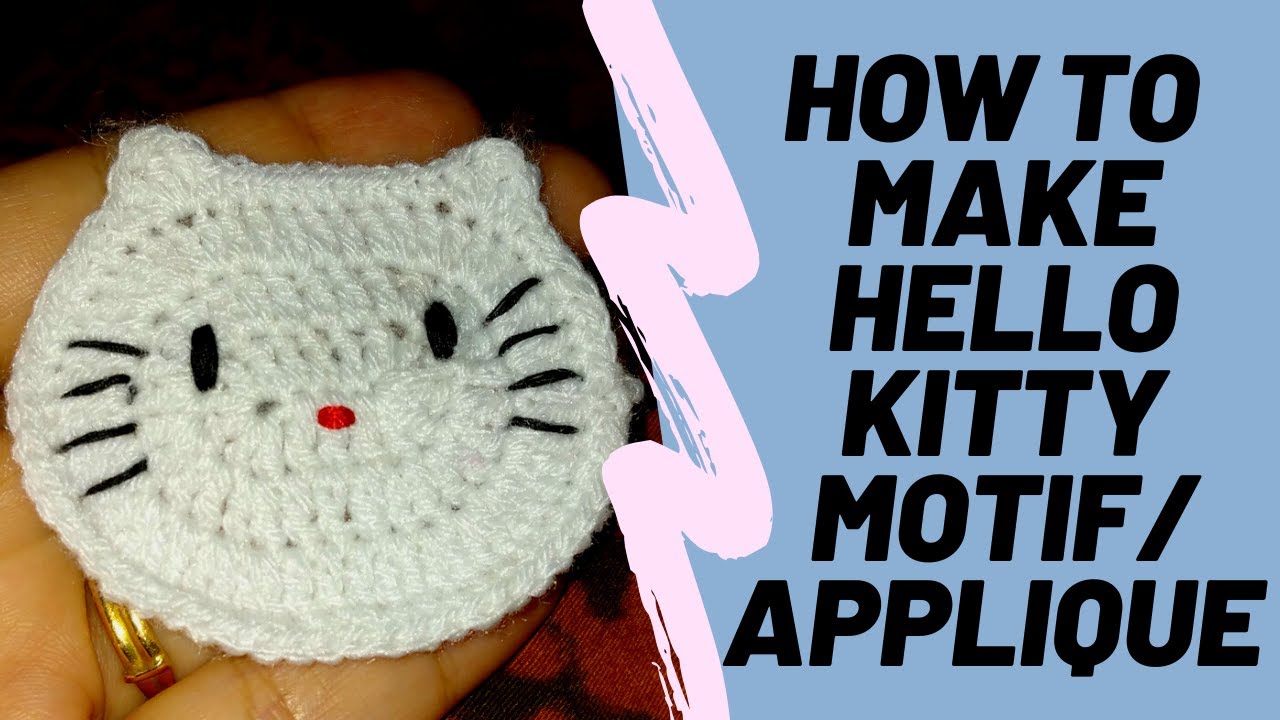 How to make very EASY crochet HELLO KITTY motif/applique - YouTube