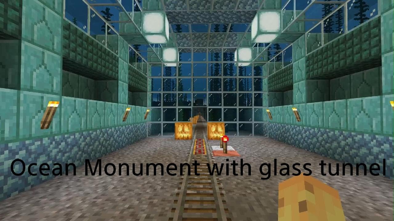 Minecraft Ocean Monument with glass tunnel and mine shaft,completed ...