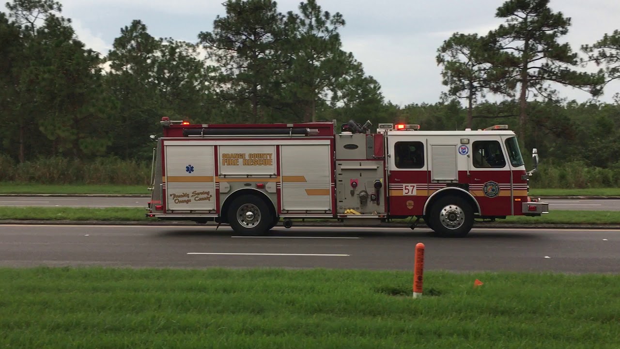 Orange County Fire Rescue - Engine 57 spare responding code 3 - YouTube