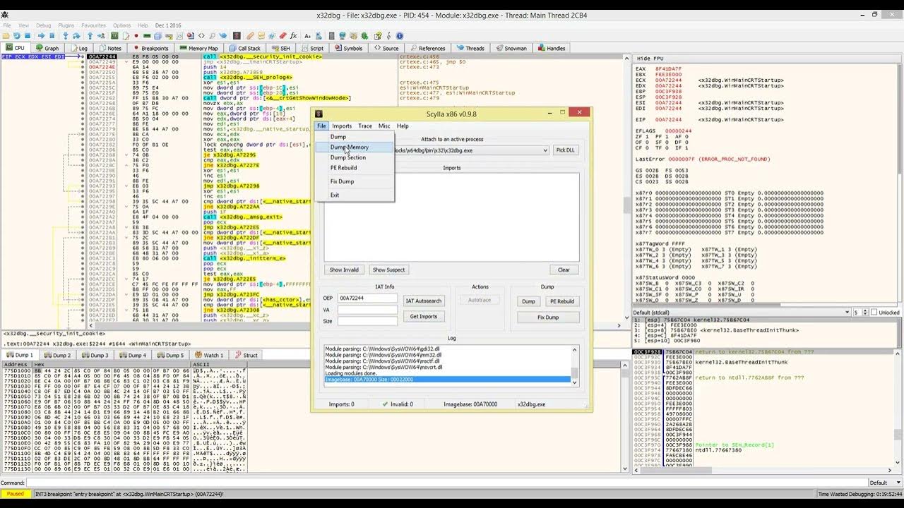 Dump (unmapped) PE files with x64dbg... - YouTube