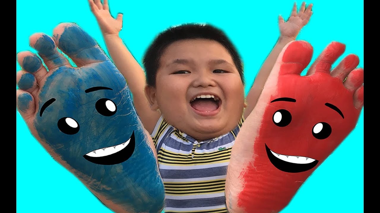 Learn colors with bad kid FOOT PAINTING for bad Brother finger family ...