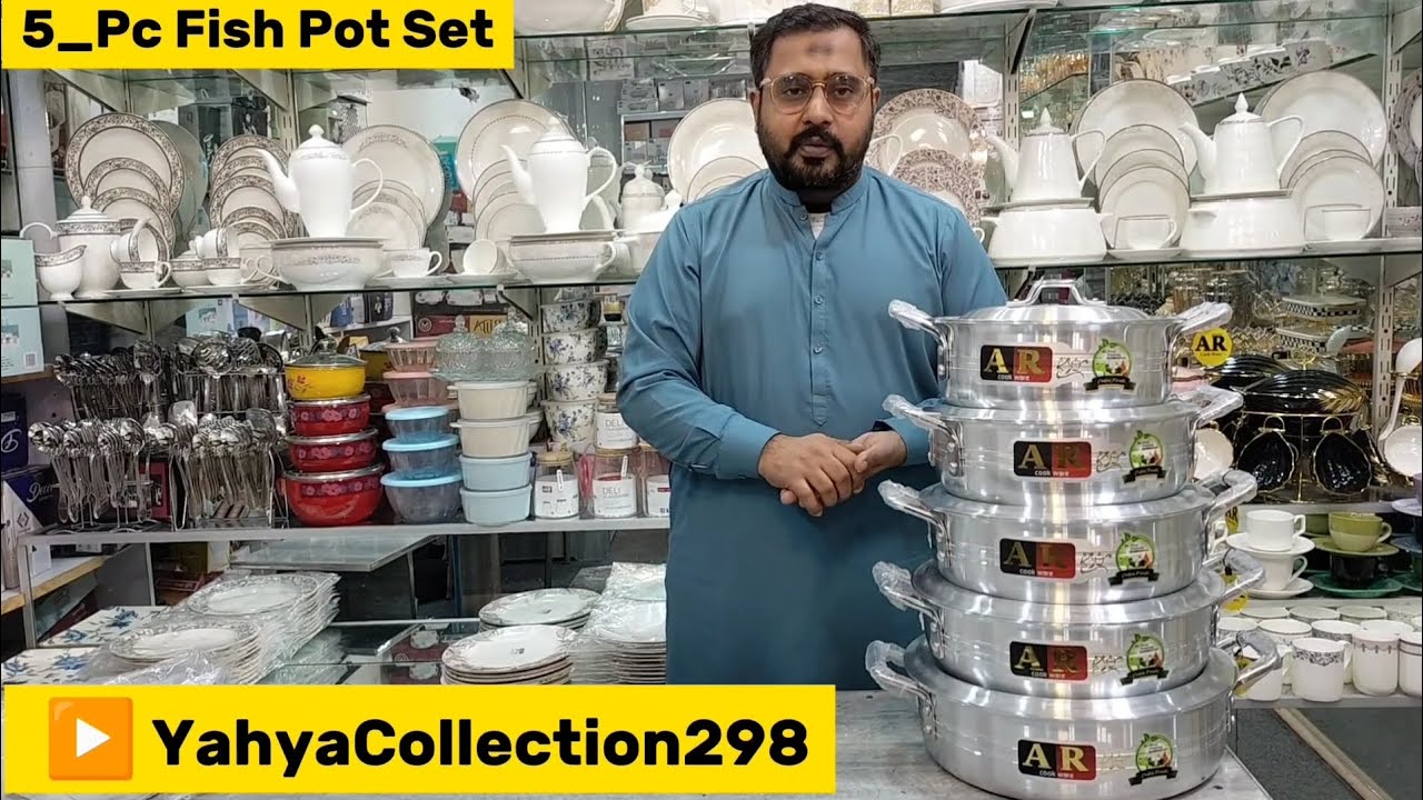 Fish Pot Set 5-Pc / Buy 4 AbdulWahab Crockery Faislabad Jhung Bazar ...