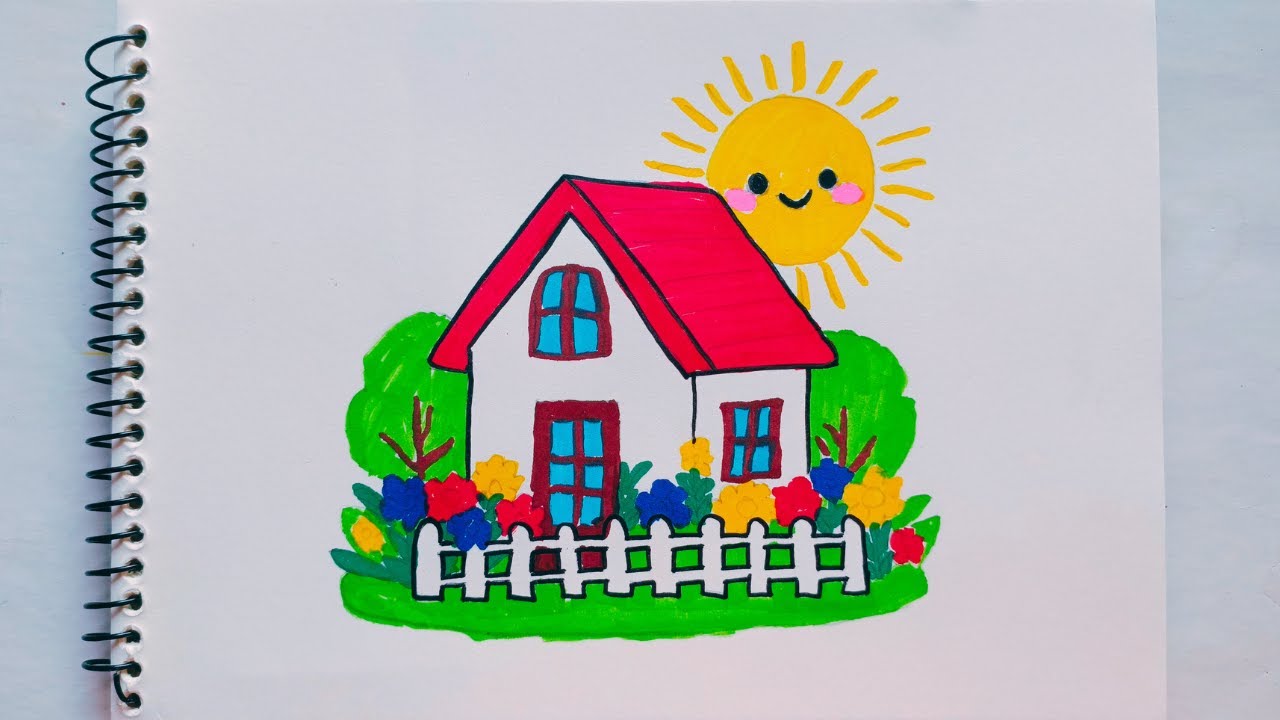 How To Draw a beautiful House Step by Step Very Easy | Art Video ...