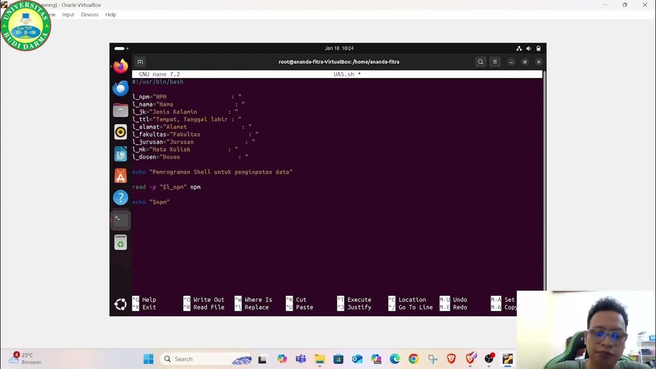Video UAS Sistem Operasi II - Pemrograman Shell untuk input data - YouTube