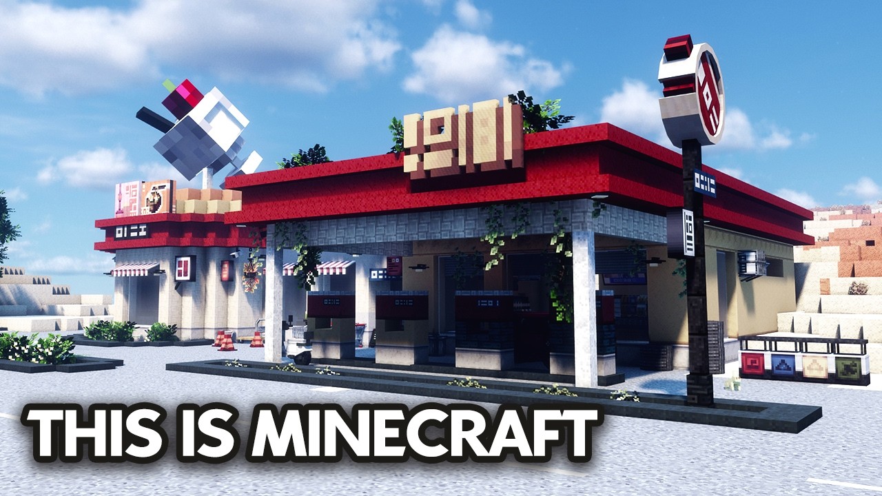 I Built a Realistic Desert Gas Station in Minecraft using Mods - YouTube