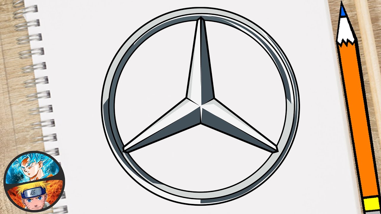 COMO DIBUJAR EL LOGO DE MERCEDES BENZ FÁCIL PASO A PASO - YouTube