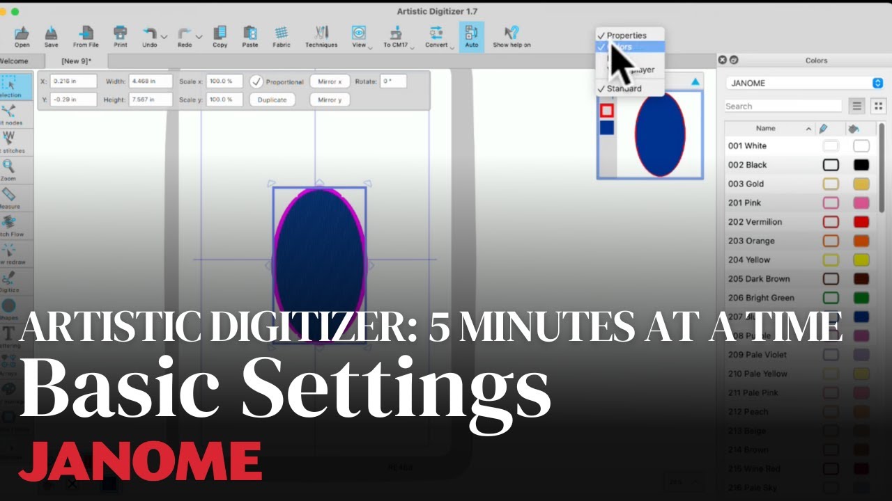 Artistic Digitizer Five Minutes at a Time: Basic Settings - YouTube
