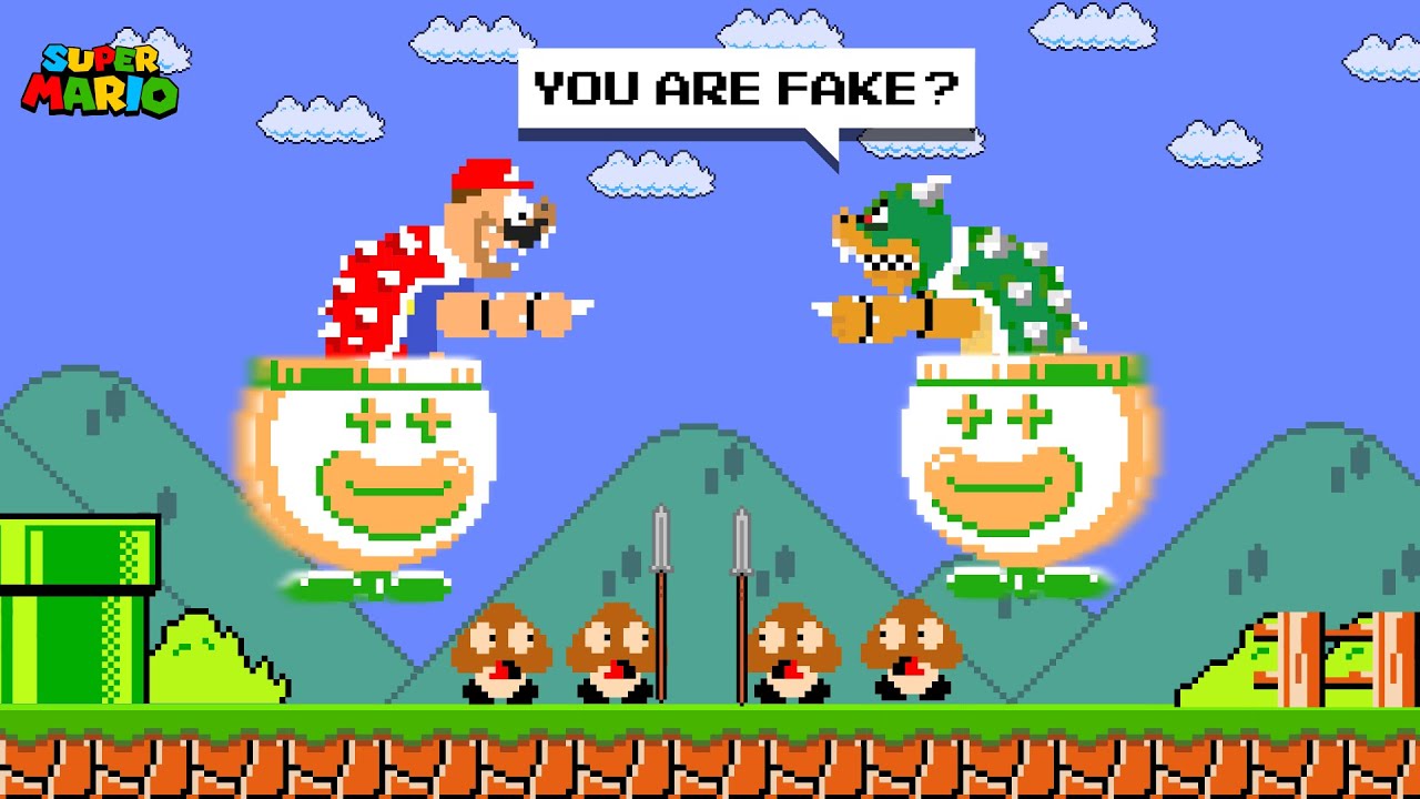Super Mario Bros but Mario fakes everything: Who is fake? - YouTube