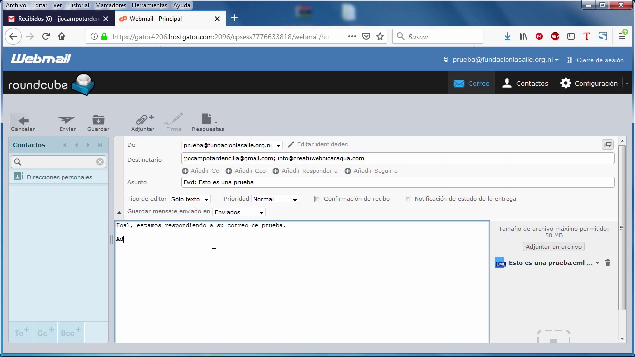 Reenviar un correo como Archivo adjunto desde el webmail - YouTube
