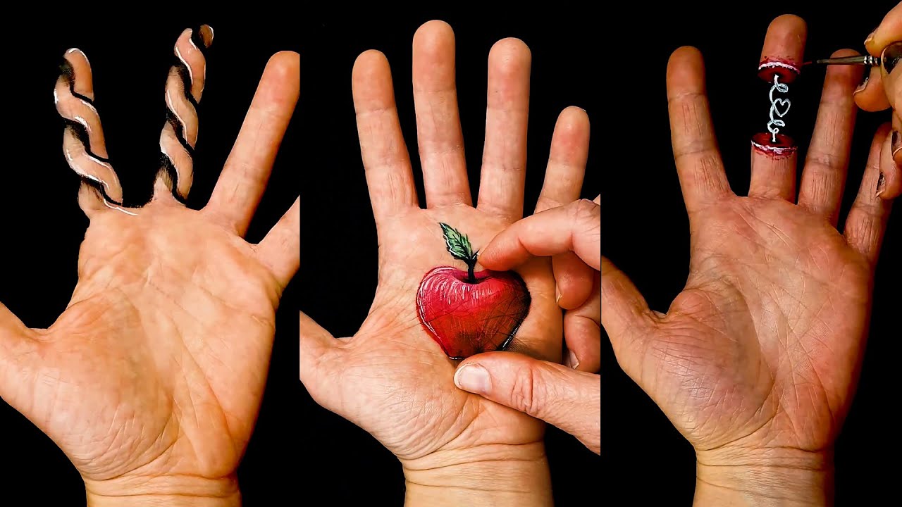 10 Cool illusions Hand Art Makeup- Satisfying Art Tiktoks Compilation ...
