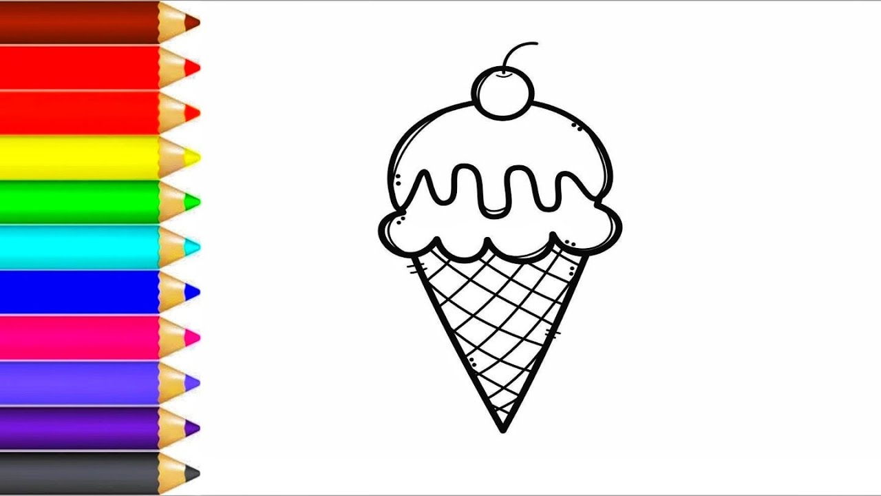 How to draw a Cute Icecream for kids and toddlers Easy step by step ...