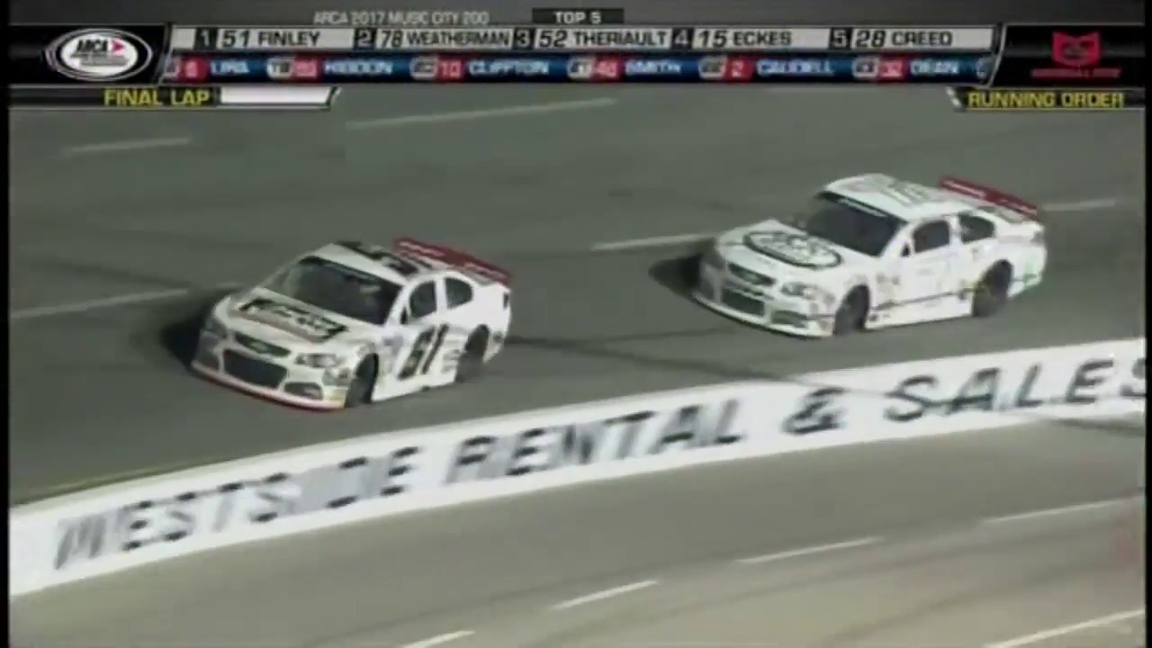 ARCA Racing Series 2017. Fairgrounds Speedway Nashville. Battle for Win ...