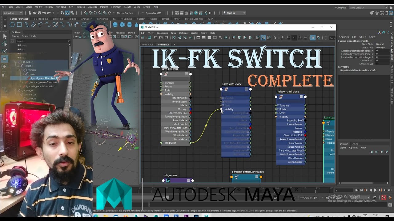 RIGGING IN MAYA IKFK SWITCH CONTROLLER TUTORIAL COMPLETE - YouTube