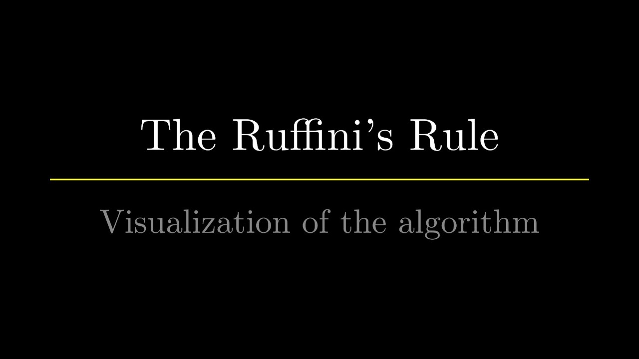 The Ruffini's Rule: Visualization of the algorithm - YouTube