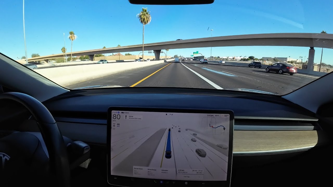 Tesla FSD 12.5.4.2 drives back on the 202 - YouTube