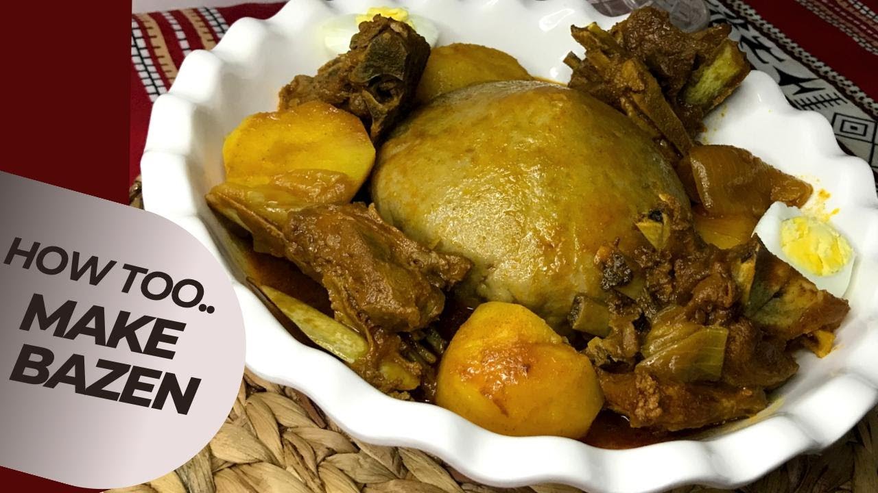 The recipe for stewing meat with barley flour bazen libya البازين ...