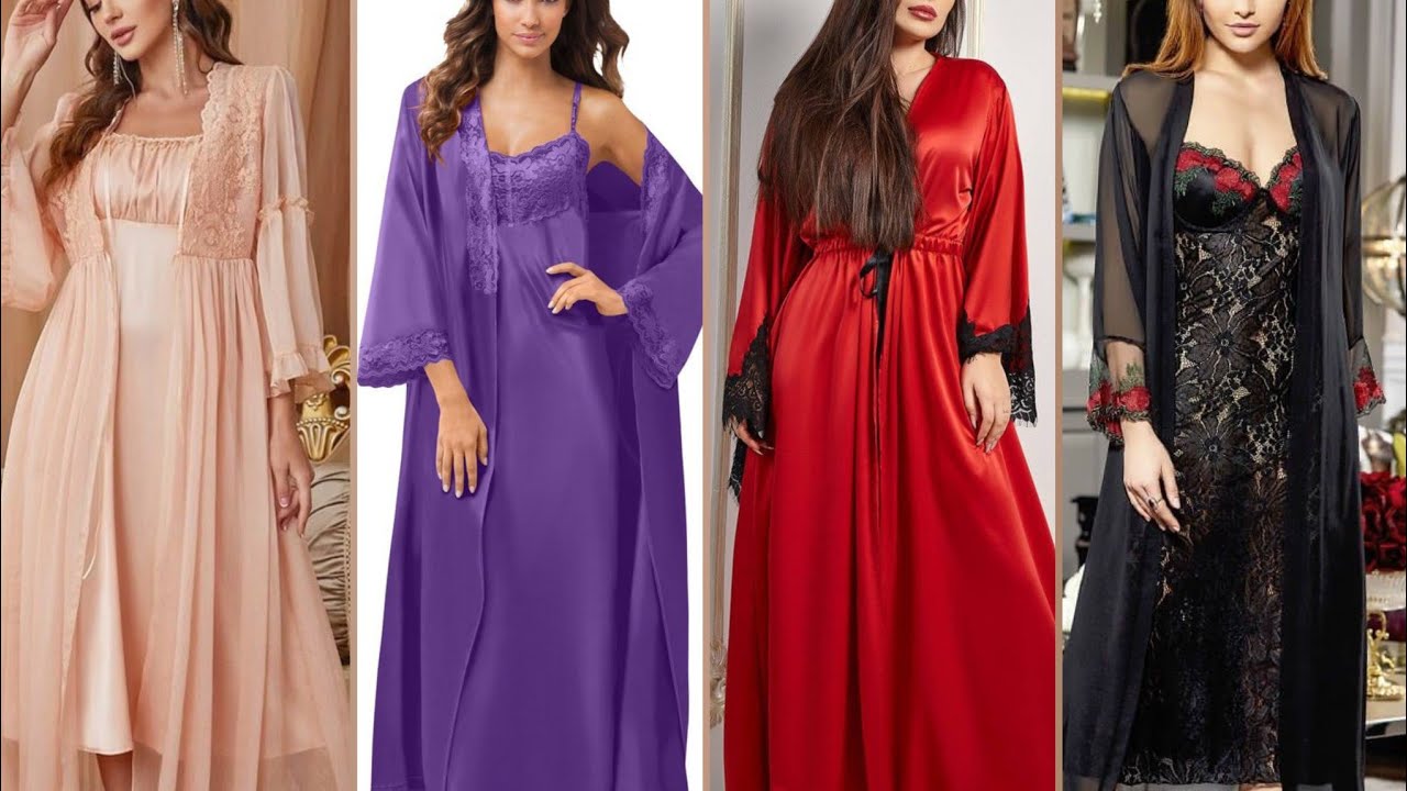 latest designer Silk comfortable night gown designing - YouTube