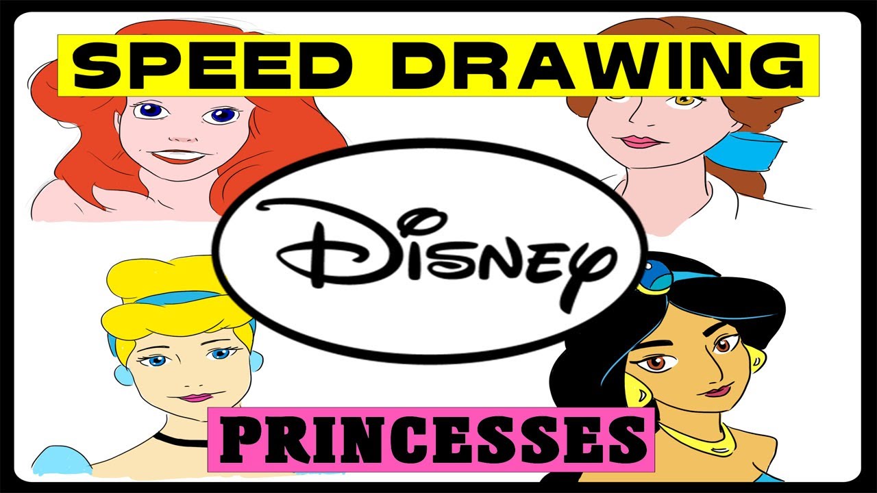 Disney Princess Speed Drawing and Colouring Part 1 - YouTube