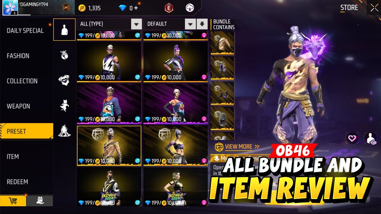 OB46 Update all item review free fire | OB46 all gun skin review free ...