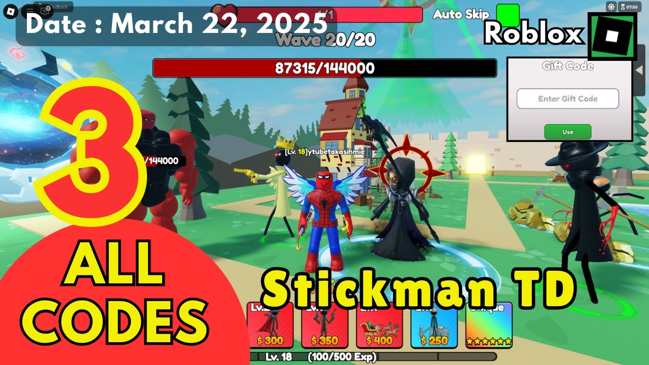 New Codes Work Stickman TD Roblox, March 22, 2025 - YouTube