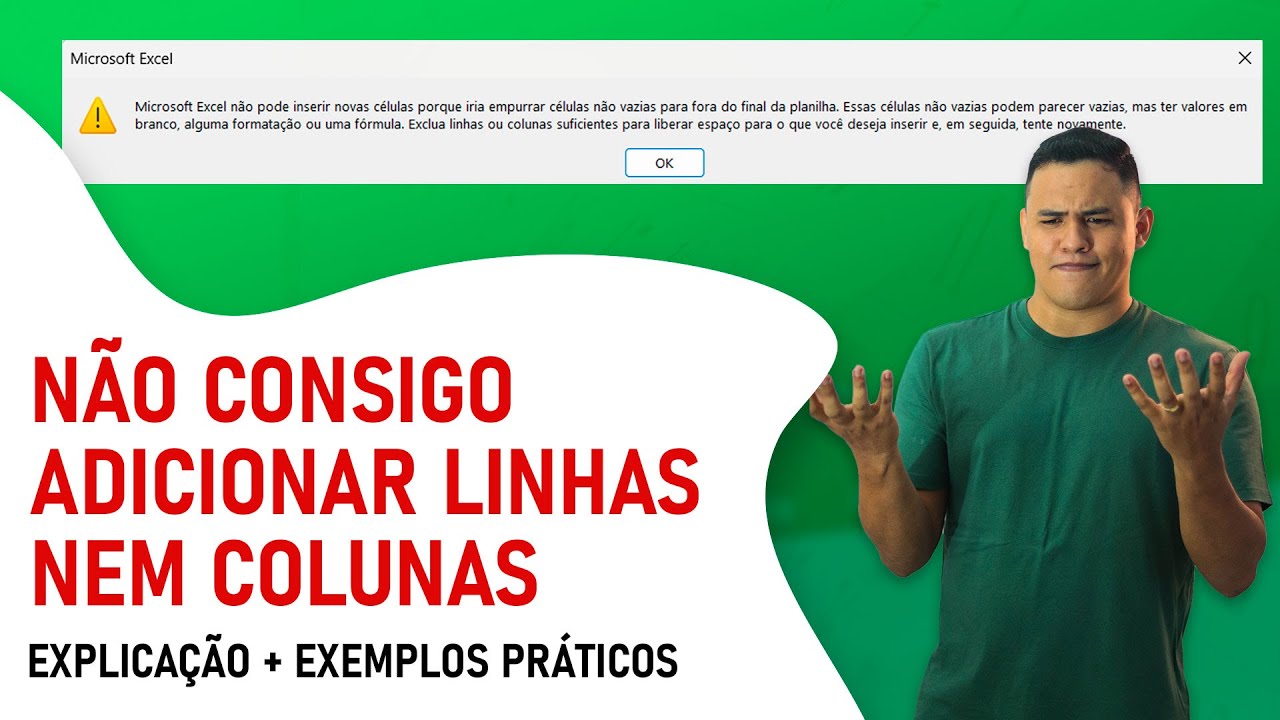 NÃO CONSIGO INSERIR NOVAS LINHAS E COLUNAS NA MINHA PLANILHA ...