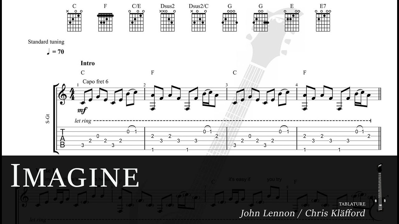 LEARN Imagine - John Lennon / Chris Klafford (Guitar Pro fingerstyle ...