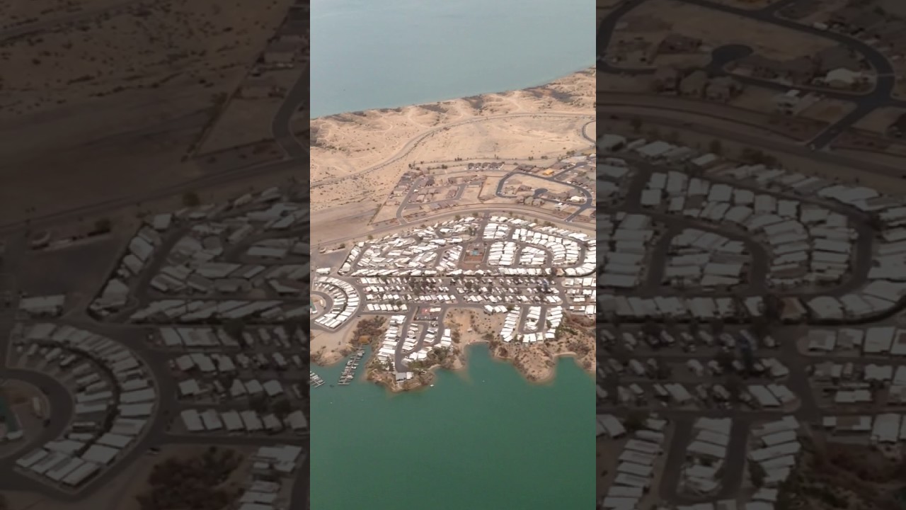 Flying over Lake Havasu, Sam's Beachcomber RV Resort - YouTube