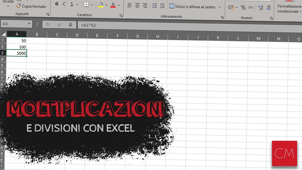 Come fare una moltiplicazione e una divisione con Excel - YouTube