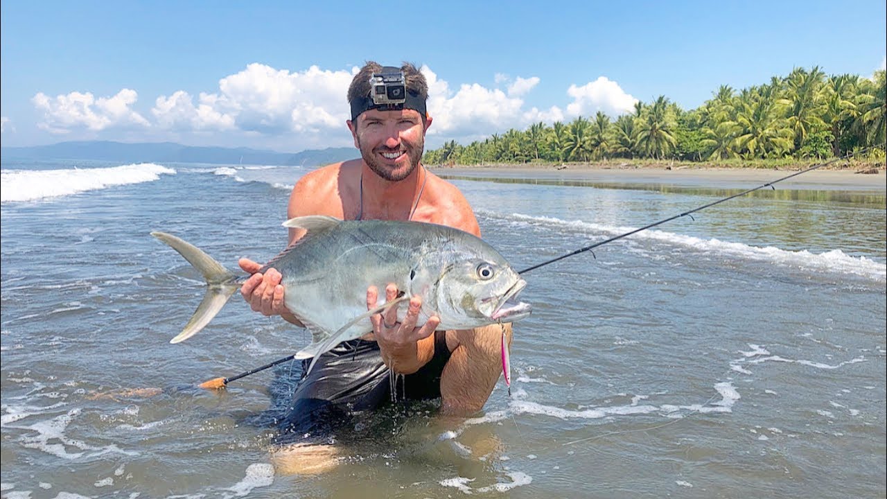 Costa Rica Surf Casting | Big Jack Crevalle On Light Tackle - YouTube
