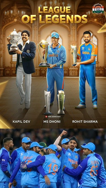 Three legends in one frame || Kapil Dev, MS Dhoni, Rohit Sharma with World Cup Trophy # ...