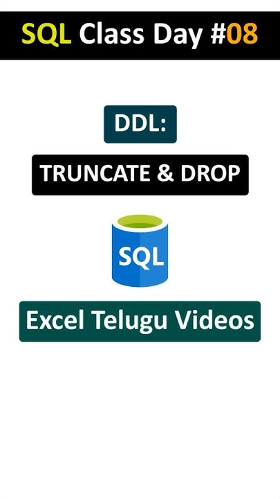 Difference between Truncate and Drop | SQL Class Day #08 In Telugu #sql - YouTube