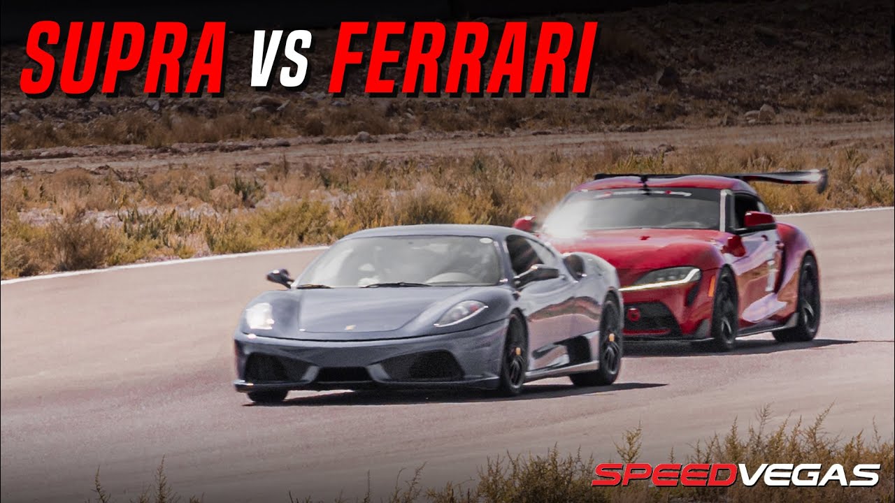 Supra chasing a Ferrari off the track at Speed Vegas - YouTube