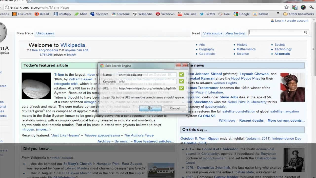 Adding Wikipedia as a search engine to Google Chrome - YouTube