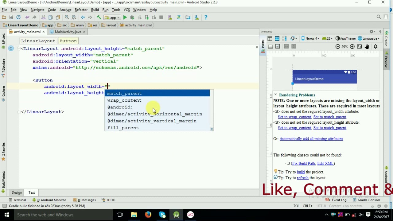 3. Linear Layout with Horizontal orientation part 2 - YouTube