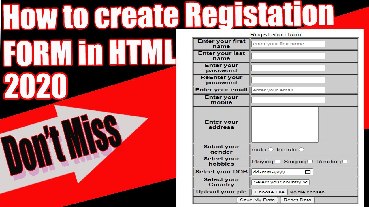 Registration form on Html and CSS || Web development - YouTube