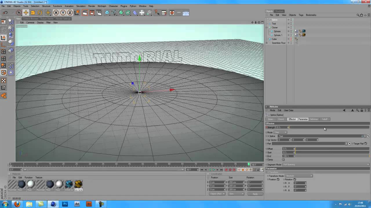 Cinema 4D - Spline Effector Tutorial Part 2 - YouTube