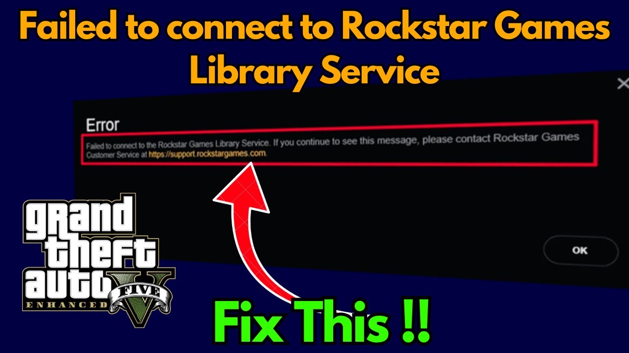 Fix Failed to connect to rockstar games library service - YouTube