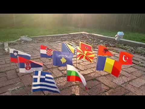 Balkan flags waving
