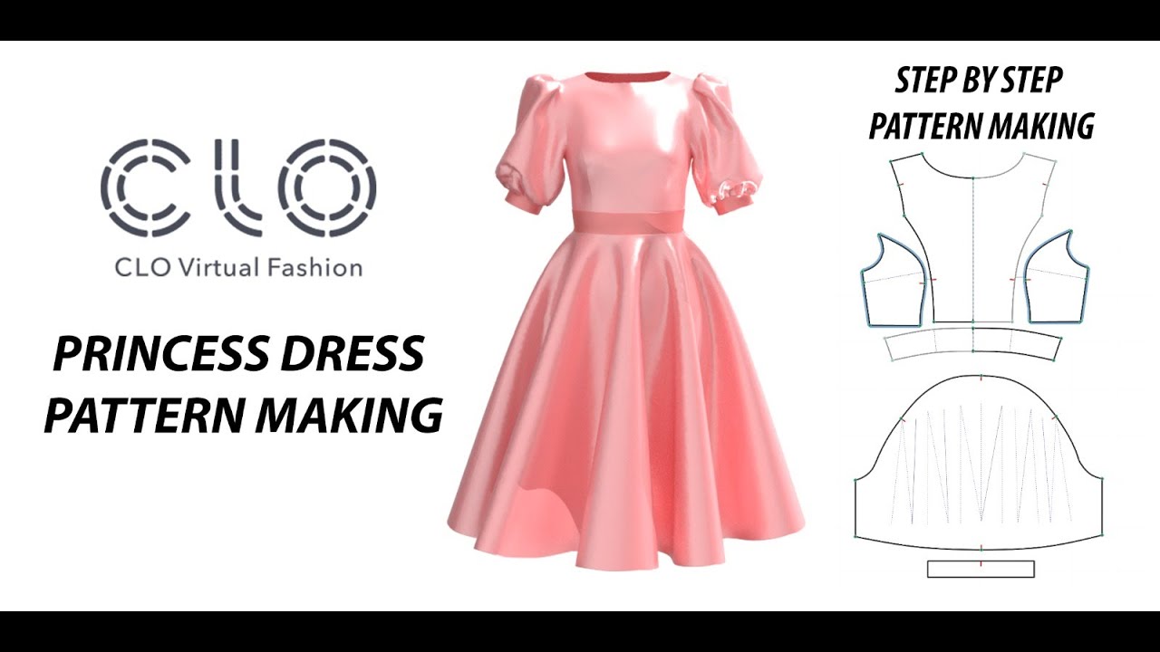 How to Make a Princess Dress Pattern in CLO3D | Prenses Elbise Kalıbı ...